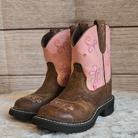 Justin Boots | Shoes | Justin Pinkbrown Cowgirl Boots Little Girls Size ...
